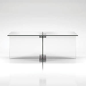 Henn&Hart Coffee Table, One Size, Clear Glass, 16" H x 42" L x 24" W