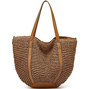 Straw Bags for Women Summer Beach Woven Tote Hobo Handbag Casual Straw Shoulder Bags for Travel Vocation