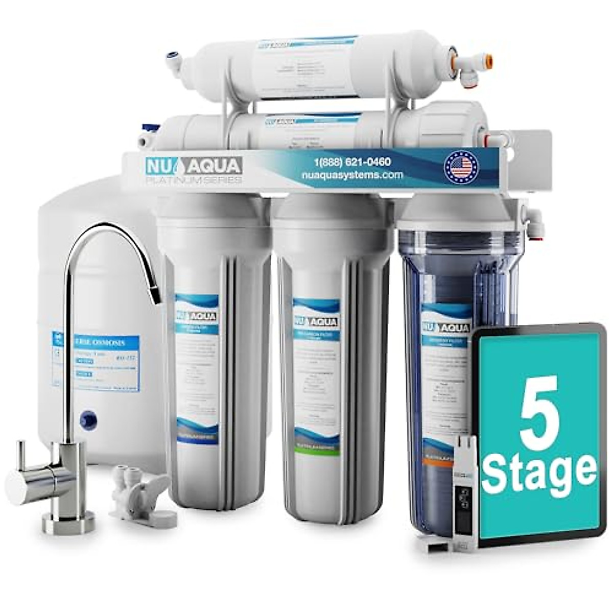 NU Aqua 5-Stage Under Sink Reverse Osmosis Water Filter System - 100 ...