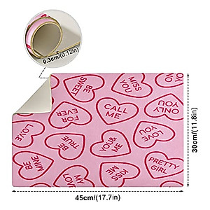 Candy Hearts Pattern Set Dish Drying Mats of Quick Dry Fabric for Kitchen,Heat Resistant Coffee Machine Mat Kitchen Accessories 17.7"x11.8"