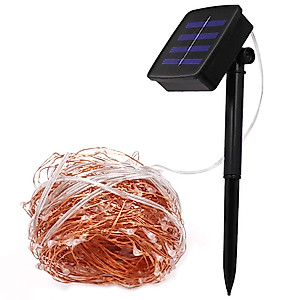 XNNATA Solar String Lights, 33Ft 100 LED Copper Wire Starry String Light, Indoor Outdoor Waterproof Solar Decoration Lights for Gardens, Home, Party Ornaments(RGB)