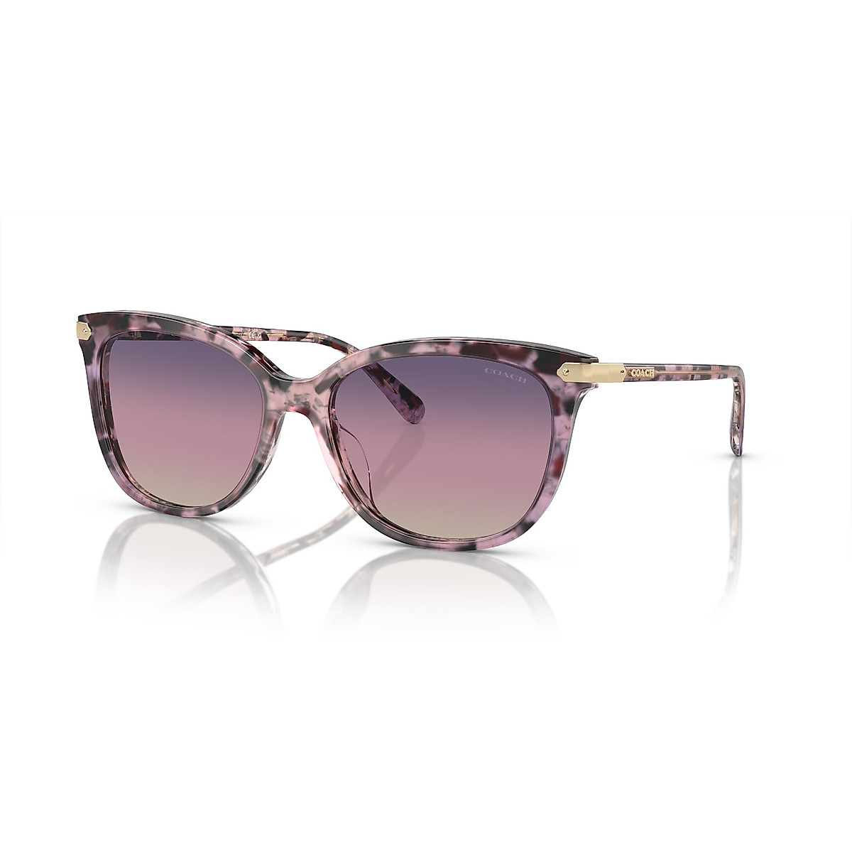 Coach HC8378U Universal Fit Sunglasses, Iris Tortoise/Purple Gradient, 57 mm