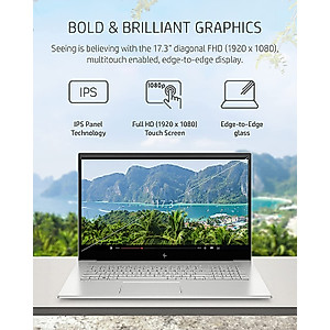 HP New Envy 17 Laptop, 17.3" FHD Touchscreen Display, Intel Core i7-1165G7, 32GB RAM 1TB PCIe NVMe M.2 SSD, Wi-Fi, Bluetooth, Webcam, Backlit Keyboard, Fingerprint Reader, Windows 11 Home