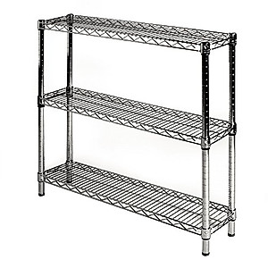 Shelving Inc. 8" d x 36" w Chrome Wire Shelving with 3 Tier Shelves, Weight Capacity 800lbs Per Shelf
