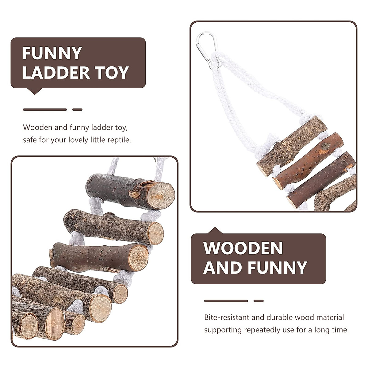 POPETPOP Climbing Pet Suspension Bridge Tank Reptile Bridge Hamster Ladder Budgie Perch Bird Cage Ladder Reptile Hammock Hanging Reptile Bridge Decor Animal Wooden Reptile Bridge Toy Lizard