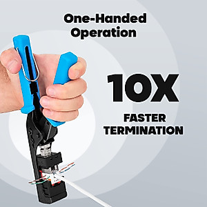 Speed Termination Tool - Easy Punch Down with Stainless Steel Blades For 45 Degree RJ45 LAN Cat6 / Cat5e Keystone Jacks + 10 White Cat6 Keystones Jack Connectors Kit
