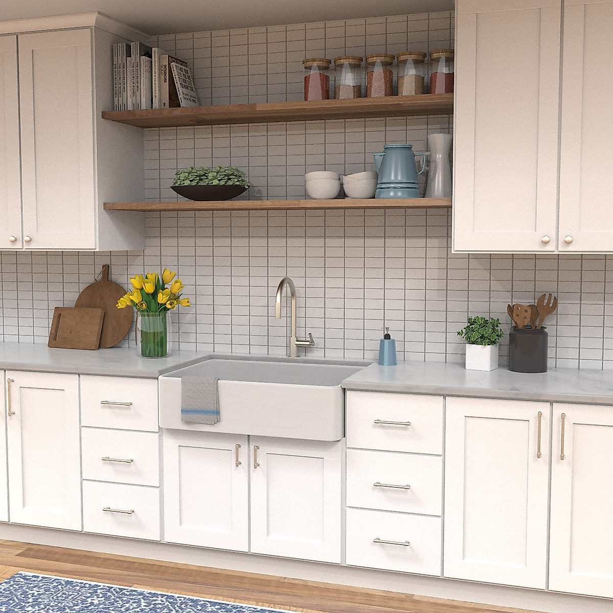 Hickory Hardware Kitchen Cabinet Knobs, Quality Drawer and Dresser Knob, Handle Pulls for Cabinet Doors, Bathroom Drawers, 1-1/4 Inch, Satin Nickel, Piper Collection