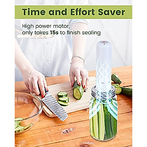 Electric Mason Jar Vacuum Sealer, SEANCHEER Food Saver Jar Sealer Kit for Wide Mouth and Regular Mouth Mason Jars with Electric Vacuum Pump for Food Storage and Fermentation (No Opener Required)