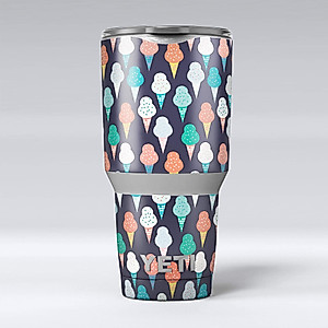 Design Skinz The All Over Teal and Green Ice Cream Cones - Skin Decal Vinyl Wrap Kit Compatible with The Yeti Rambler Cooler Tumbler Cups