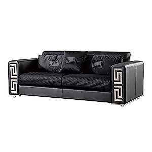 American Eagle Furniture AE223 Black Color with Faux Leather and Fabric Sofa