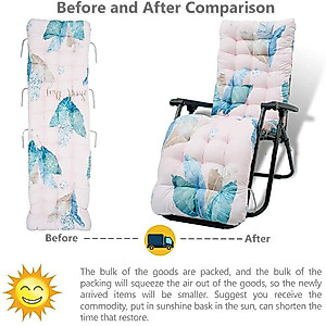 67 Inch Patio Lounge Chair Cushion,Rocking Chair Sofa Cushion,Indoor/Outdoor Floral Printed Lounger Cushions with Ties and Top Cover Non-Slip High Back Chair Cushions (Style 3)