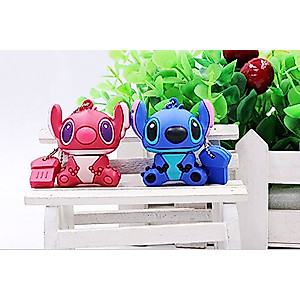Novelty Stitch Pink Shape Design 16GB USB 2.0 Flash Drive Cute Memory Stick Stitch Thumb Drive Data Storage Pendrive Cartoon Jump Drive Gift (Stitch pink-16GB)