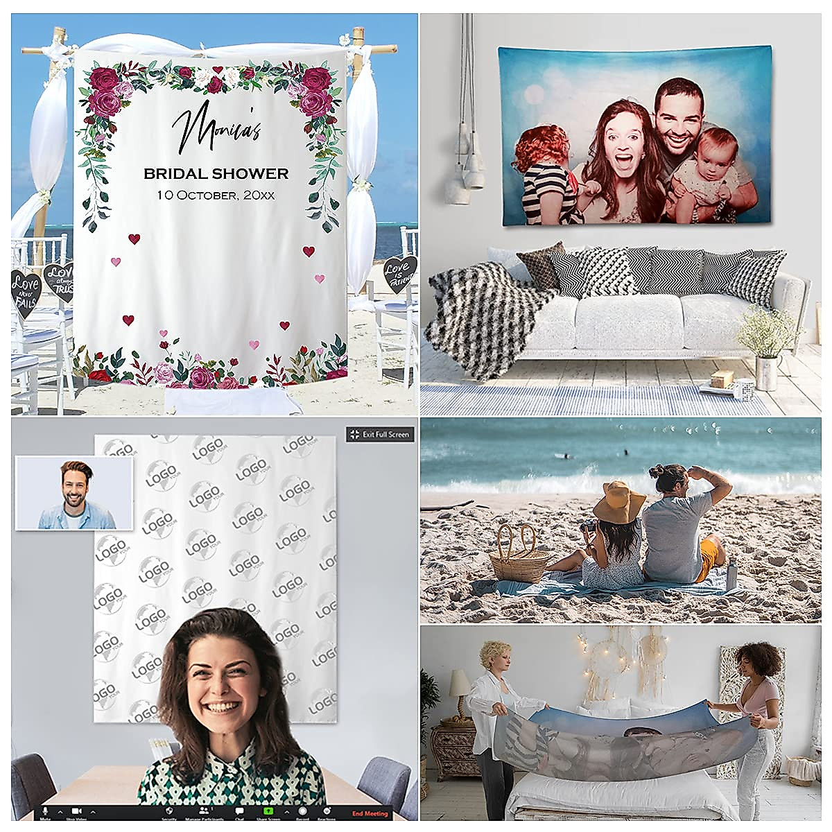 ASSIALL Custom Step and Repeat Logo Business Event Backdrop Customized Video Call Conference Tradeshows Birthday Background Personalized Party Reception Banner Photo Studio Props (60"Wx100"H)