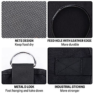 ZELARMAN Horse Hay Bag with Large Capacity，Slow Feeder Hay Nets， Leather Trim Feeding Bag for Horses, Sheep