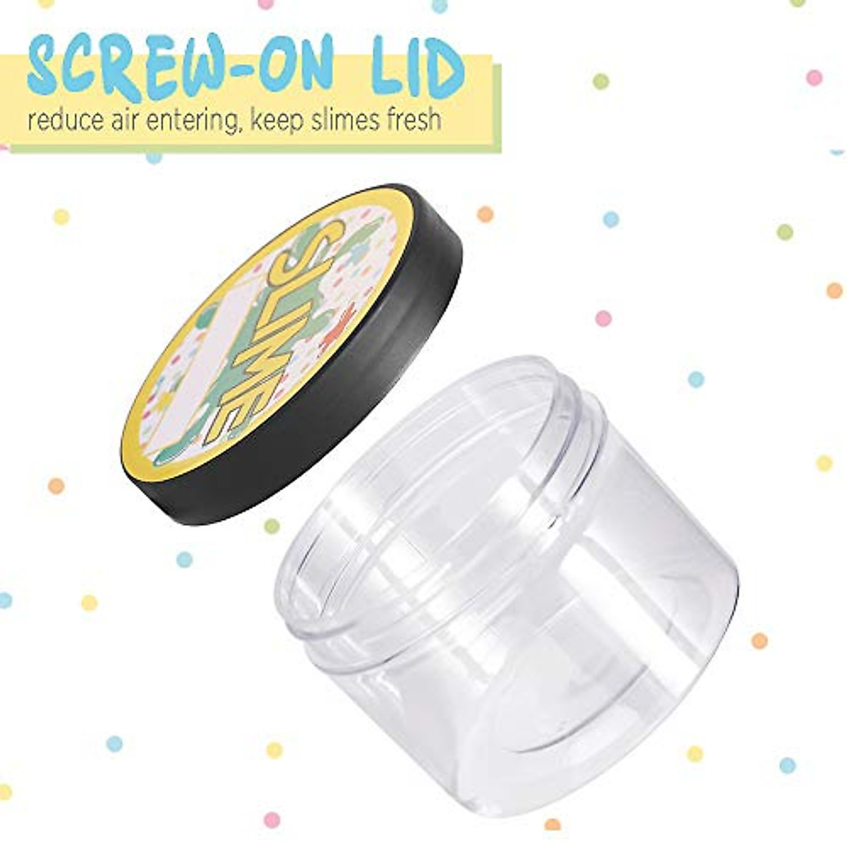 Opret 12 Pack 10oz Empty Slime Containers, Large Plastic Slime Jars with Lids and Labels Clear Storage Organizers for Slime Making, Food and Beauty Products, BPA Free