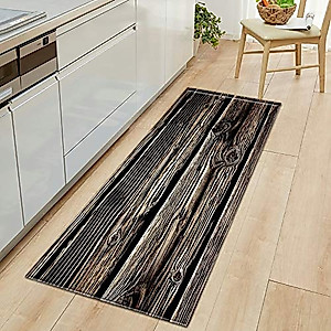 OPLJ Kitchen Mat Bedroom Entrance Doormat Wood Grain Home Hallway Floor Decoration Living Room Carpet Bathroom Anti-Slip Rug A6 60x180cm
