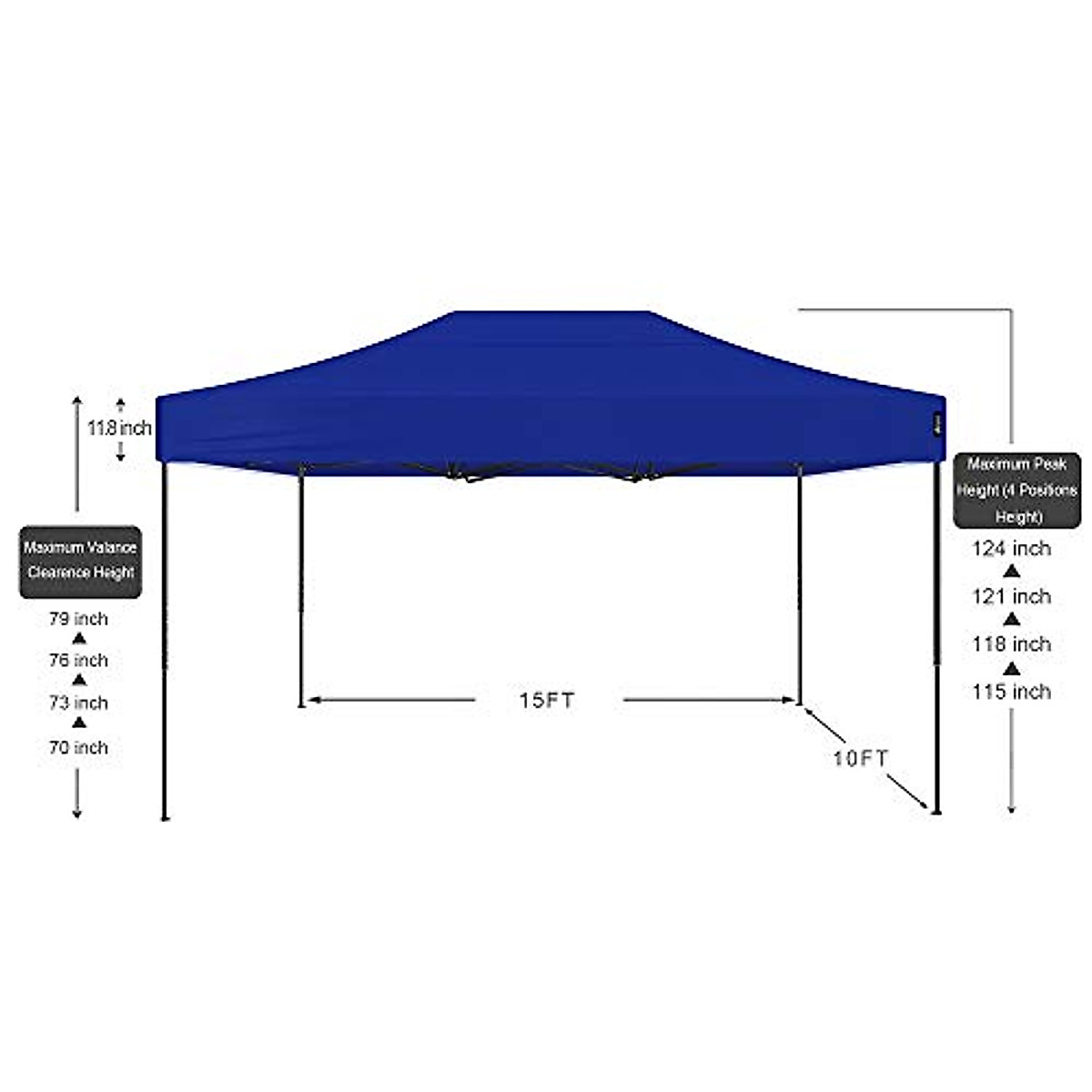 American Phoenix 10x15 Ez Pop Up Canopy Tent Portable Commercial Instant Canopies Outdoor Market Shelter (10'x15' (Black Frame), Blue)