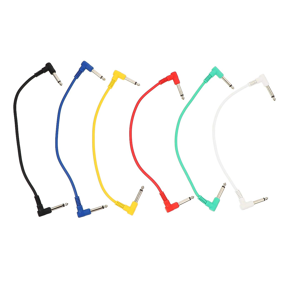 generic 6Pcs Guitar Patch Cable 6.35mm Guitar Effect Pedal Cables Flat Low Profile Instrument Effect Pedal Patch Cable for Effects Pedals 30cm