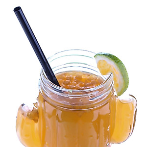 DAKOUFISH 6 Inch 7 Inch 8 Inch 9 Inch 10 Inch 11 Inch Black Reusable Plastic Drinking Straws for 6oz-40oz Jars/Tumblers,Dishwasher safe,12Pcs With One Cleaning Brush (Black straws,Mix size)