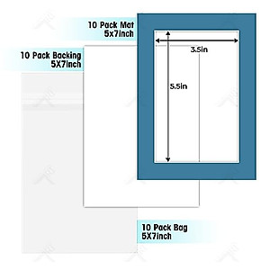 Golden State Art, Pack of 10 Mix Pre-Cut 5x7 Picture Mat for 4x6 Photo with White Core Bevel Cut Mattes Sets. Includes 10 High Premier Acid Free Bevel Cut Matts & 10 Backing Board & 10 Clear Bags