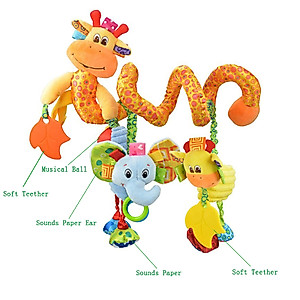 VX-star Baby Pram Crib Ornament Hangings Yellow Cute Little Deer Shape Design Spiral Plush Toys Stroller and Travel Activity Toy