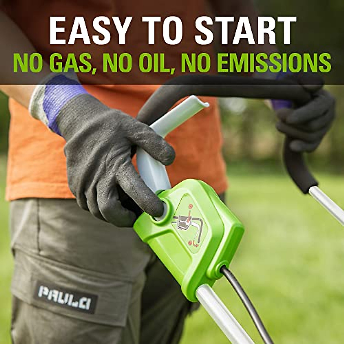 Greenworks 40V 14" Cordless Electric Lawn Mower, Leaf Blower (120 MPH / 500 CFM), String Trimmer, 4.0Ah Battery and Charger