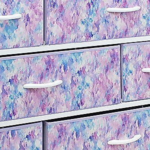 Sorbus Dresser for Kids Bedroom 8 Drawers - Storage Organizer Closet Furniture Chest for Girls & Boys, Nursery, Playroom, Clothes, Toys - Steel Frame, Wood Top, Tie-dye Fabric Bins (Tie-dye Purple)