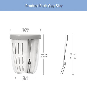 Fruit Salad Cooler Cup with Lid and Fork, Leak Proof, Plastic, Ideal for Office, Party and Travel
