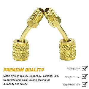 R410A Adapter 5/16 Inch SAE Female and 1/4 Inch Male Quick Coupler Angled Charging Vacuum Adapter R410A Connector with Thimble Mini Split System