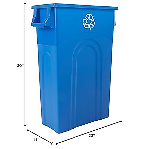 United Solutions Highboy Recycling Container, 23 Gallon, Space Saving Slim Profile and Easy Bag Removal for Indoor or Outdoor use, Recycle Blue (TI0033)