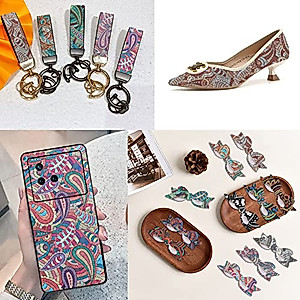 Picheng Paisley Flower Faux Leather Sheets: Paisley Cashew Flower Faux Leather Rolls 13.8"X53"(35cmX135cm) PU Solid Faux Leather Sheet for Making Crafts, Sewing DIY Projects (Paisley Flower-F)