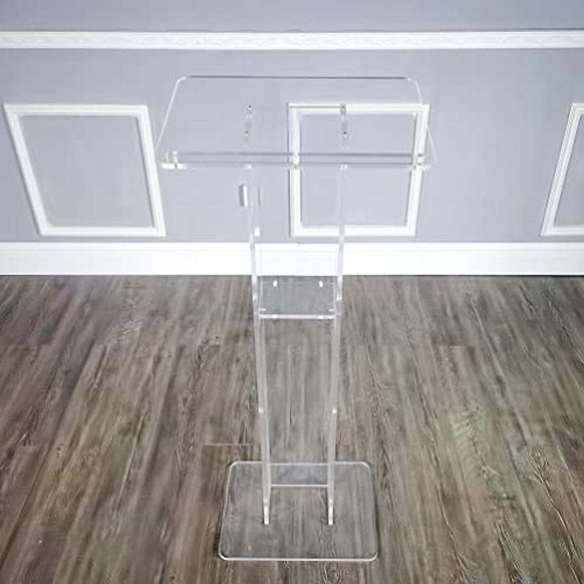 FixtureDisplays® 18"W X 12"D X 42.5" H Acrylic Podium Plexiglass Church Pulpit School Lectern Event Reception Hostess Stand Desk 15198