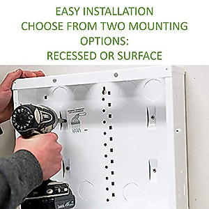 Legrand - OnQ 28 Inch Media Enclosure, 20 Gauge Media Box, Cable Wall Cover with 2.5 Inch Openings to Pull Wires Through, Recessed Media Box Includes Cover Mounting Hardware, White, EN2800