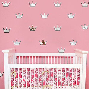 ufengke 15-Pcs 3D Silver Princess Crown Mirror Effect Wall Decals,Children's Room Nursery Removable Wall Stickers Murals