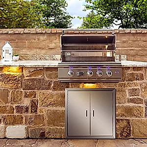 JOMWECL BBQ Access Door, Inch Grill Double Door, Brushed Stainless Steel Outdoor Kitchen Doors for BBQ Island Grilling Station (24*24)