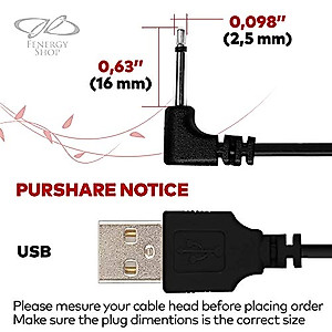 FENERGY SHOP Replacement DC Charging Cable | USB Charger Cord - 2.5mm (Black) - Fast Charging