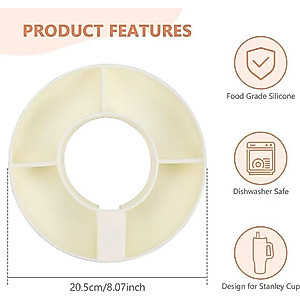 Snack Ring for Stanley Cup 40 oz with Handle, Snack Container for Stanley Tumbler 40 oz, 4 Compartment Reusable Snack Platters for Stanley Quencher Adventure (pink)