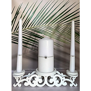 Unity Candle Holder-Unity Candle Stand-Unity Candle Holder Set-Pillar Candle Holder-Wedding Gift -Ceremony Decoration-Wedding Centerpiece (Pattern)