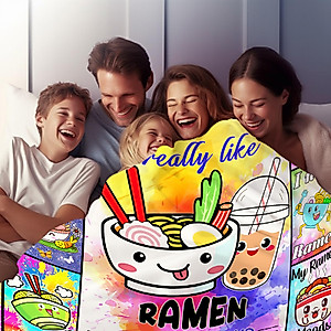 Anime Ramen Blanket Cartoon Ramen Blankets and Throws Bed Couch Sofa Christmas Birthday Gifts for Teens Boys Kids Girls Women Adults 50"X40"