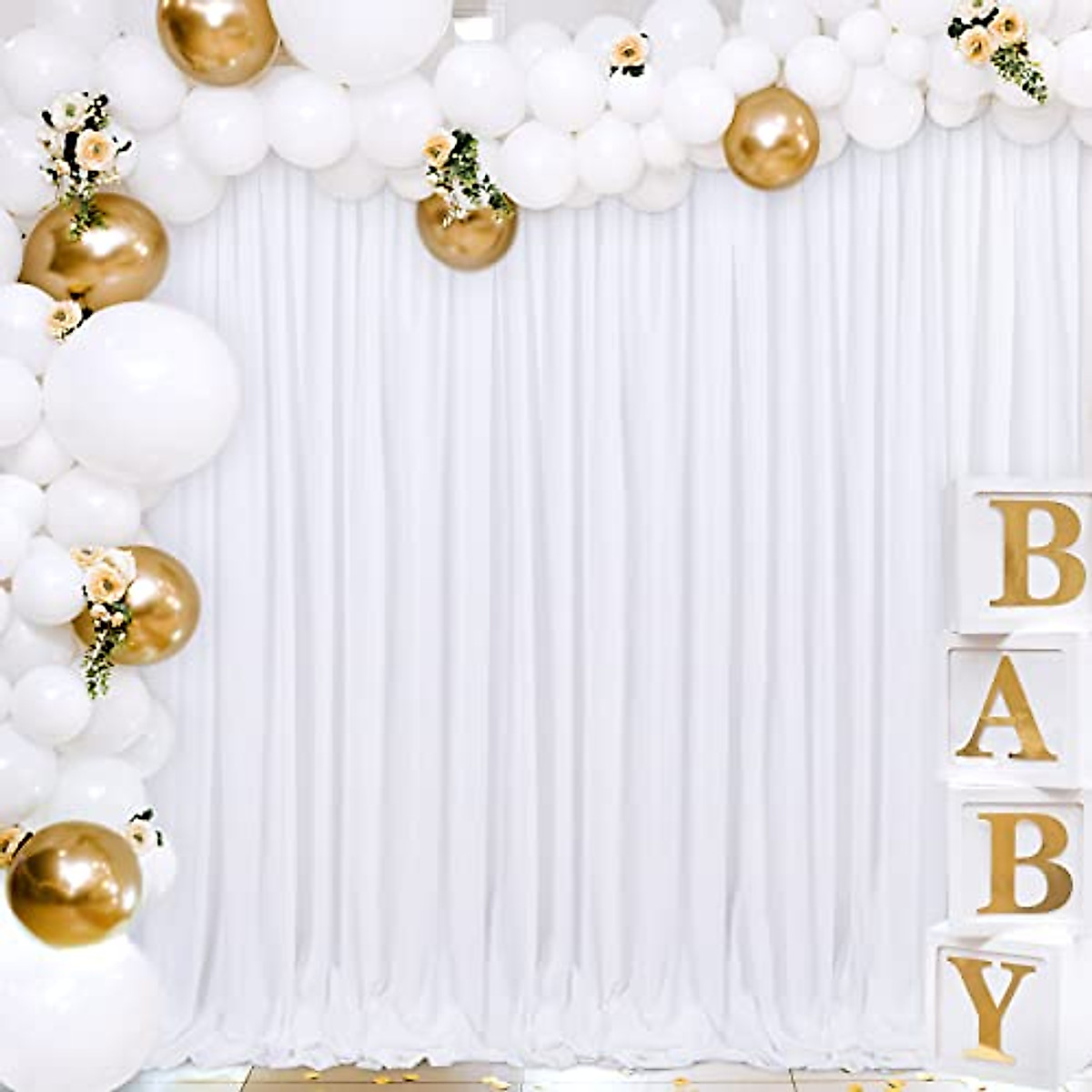 White Polyester Background Drapes 10ft x 8ft Photography Backdrop Curtain Outdoor Wedding Backdrop Panels