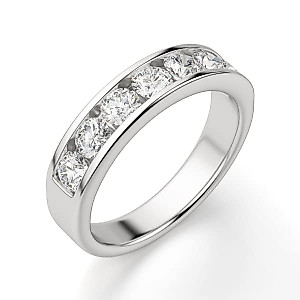 VINSON 1.50 Carat Round Cut Channel Set Wedding Band Moissanite Diamond VVS1 Clarity Band for Women Platinum Plated Sterling Silver Ring for Bridal (6)