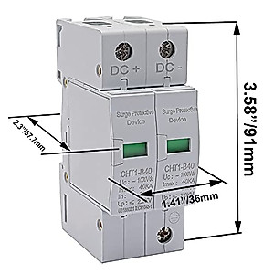 smseace Lightning Protector Voltage Surge Arrester Device, 2P Lightning Protection Circuit Breaker, 2.0KV (2P 40KA), Low-Voltage Lightning Arrester Photovoltaic Charge Controller CHT1-B40