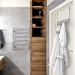 DecoBros Supreme Over The Door 11 Hook Organizer Rack, Chrome Finish