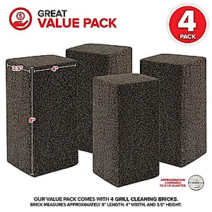 Stock Your Home Grill Cleaning Brick (4 Pack) - Heavy Duty Grill Cleaning Brick - Pumice Stone Brick for Flat Tops and Griddles - Blackstone Griddle Cleaner - Non-Scratch Grill Cleaner