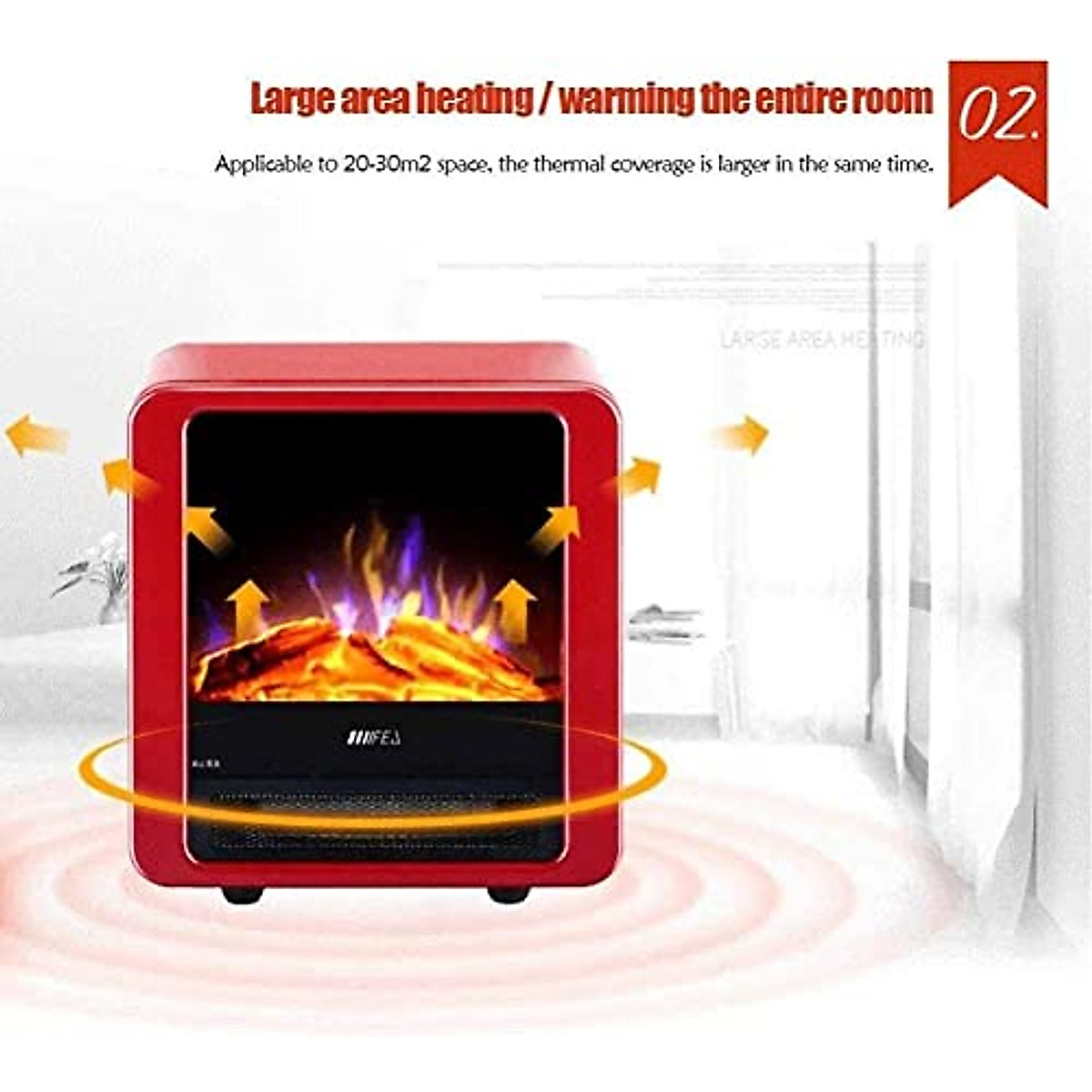 Trnni Electric Fireplace is Used for Portable Heater Electric Fireplace Stove Heater 2000W with Adjustable Thermostat Control & Fire Flame Effect (Color : White)