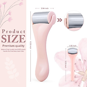 Ice Roller for Face and Eye 2 Pcs,Face Roller Skin Care for Puffiness,Migraine,Pain Relief,Eye Roller For Puffy Eyes Dark Circles,Stainless Steel Facial Roller (Pink)