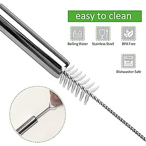 ANNVCHI 16 Pack of Reusable Stainless Steel Metal Straws, 8 Straight + 8 Bent 8.5 inch Metal Straws with 2 Cleaning Brushes, Straw Compatible with 20oz Stanley Cup