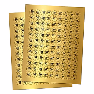 Gold Foil 50th Anniversary Kisses Stickers, (Set of 216) Chocolate Drops Labels Stickers for 50th Wedding Anniversary, Party Favors Decor for Kisses