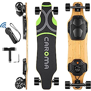 Caroma 900W Electric Skateboards with Remote, 28 MPH Top Speed E Skateboard, 16 Miles Range, 330 lbs Max Load, 12 Months Warranty, Electric Longboard for Adults Teens