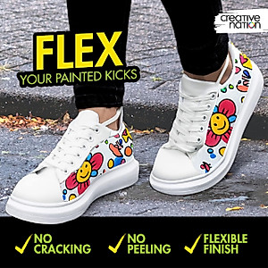 Creative Nation 12-Pack Leather Paint for Sneakers & Leather Accessories - Premium Acrylic Shoe Paint Kit for Bags, Purses & More - Waterproof, Flexible, Long-Lasting Paints, 0.95 Oz.